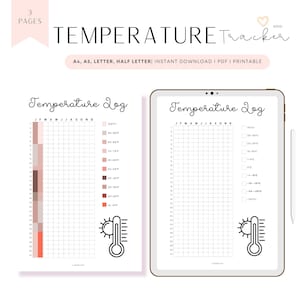 Temperature Log Printable, Temperature Tracker, Weather Tracker ...
