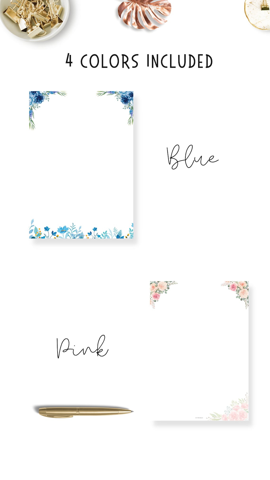 Printable Writing Paper, Floral Stationery Template, Writing Set, A4 ...