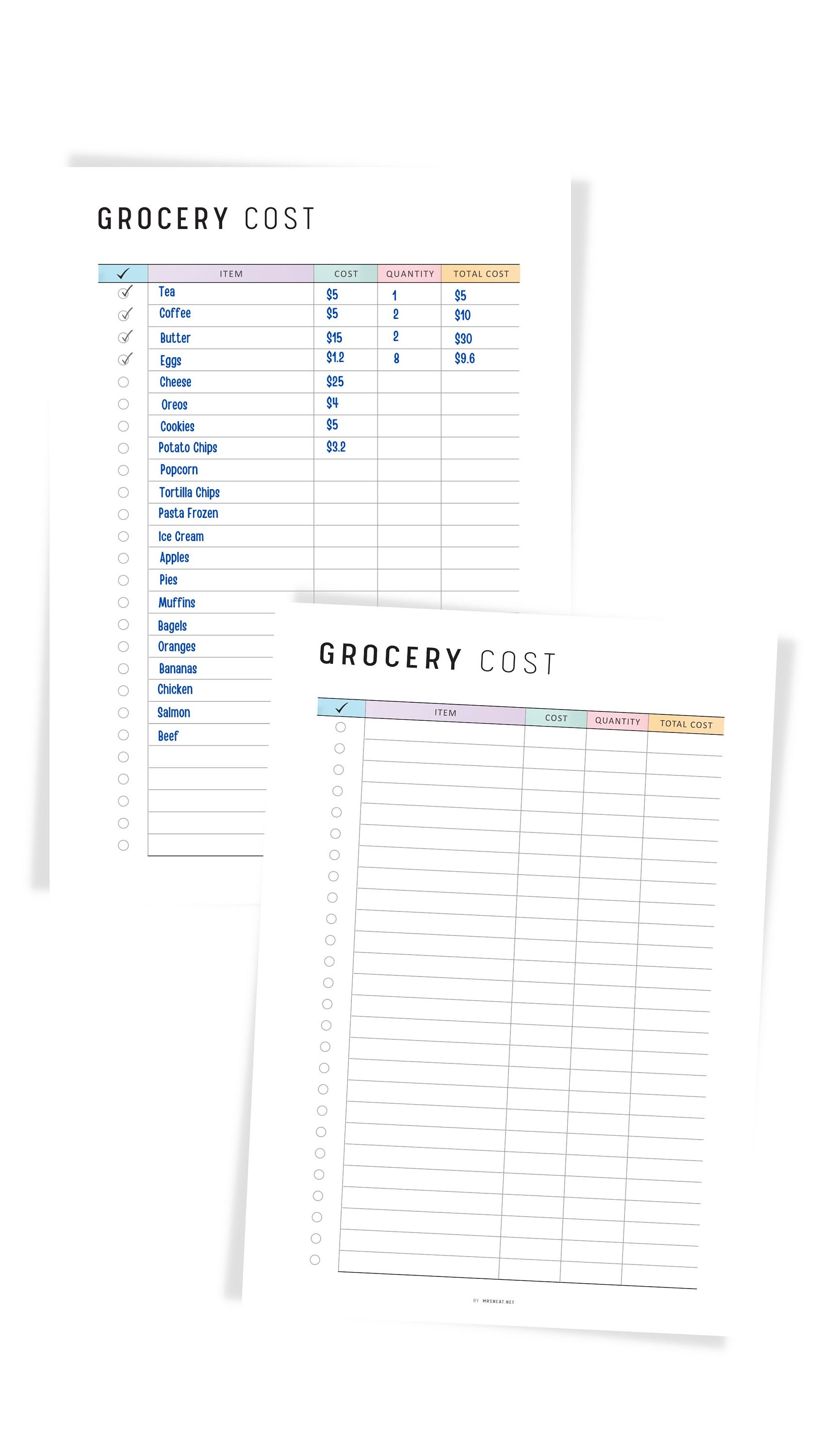 Fillable Grocery Budget Planner Printable, Grocery Cost List, PDF ...