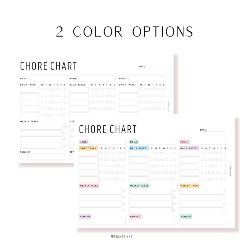 Weekly Chore Chart for 3 Kids, Editable Weekly Chore Chart for Adults ...