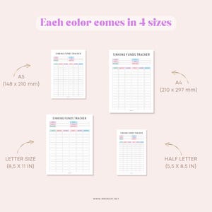 FILLABLE Sinking Funds Tracker PRINTABLE: Savings Log Template (A4, A5 ...