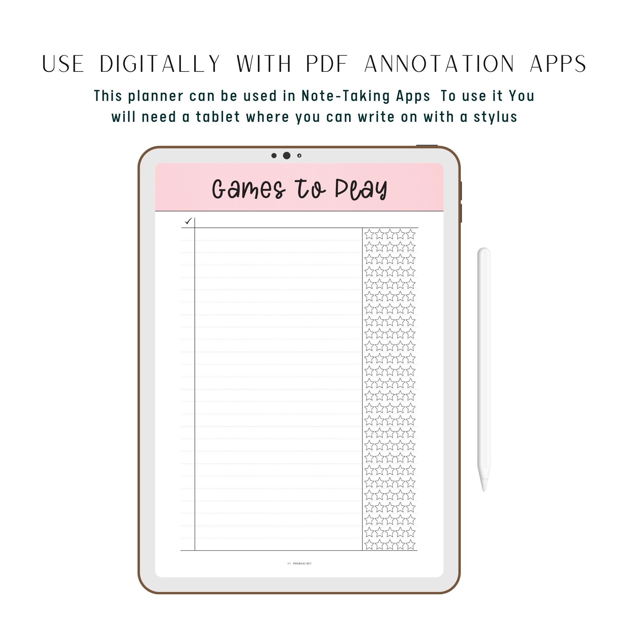 Games to Play List Template Printable, Best Games List, Games Review ...