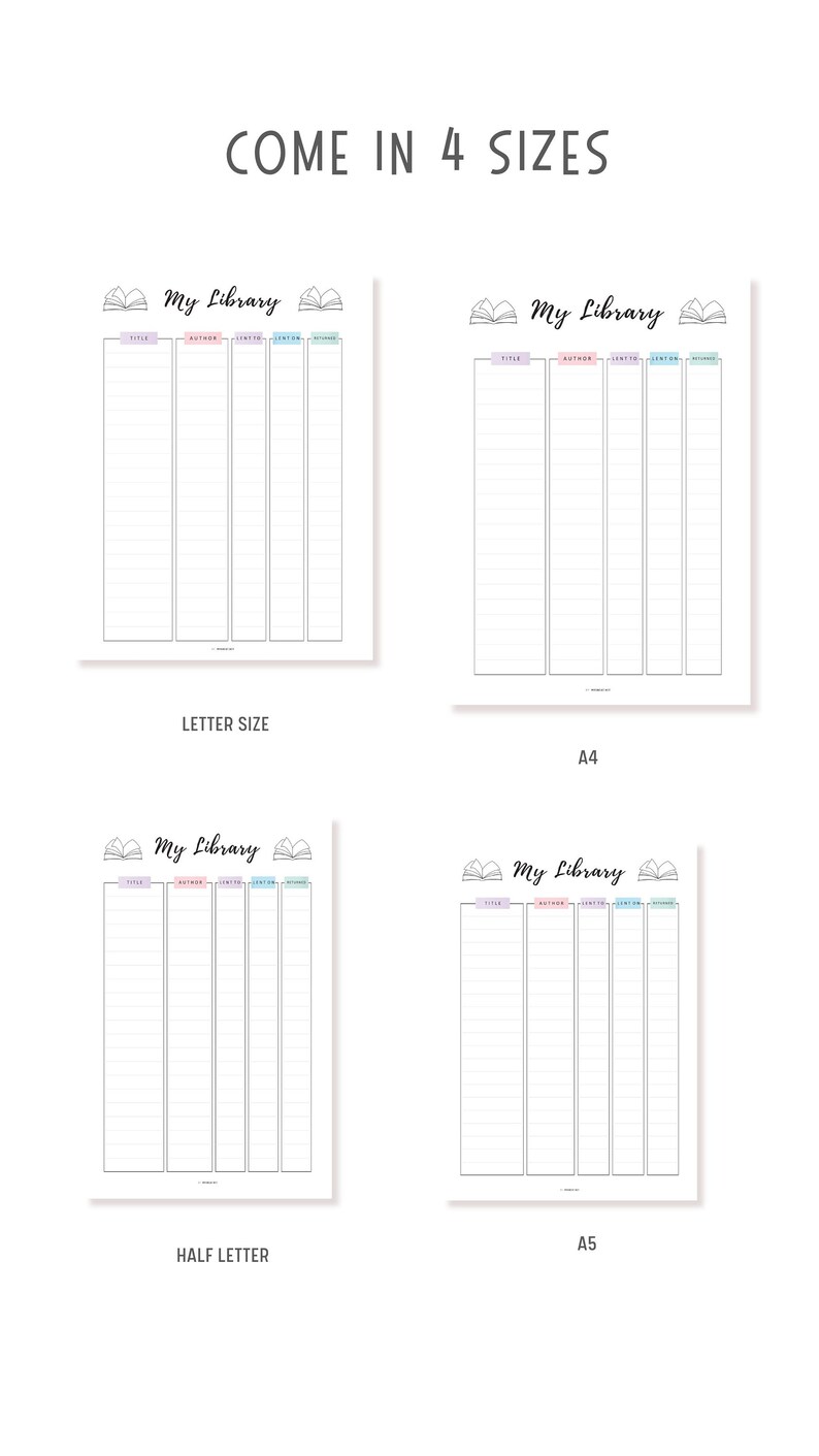 PRINTABLE Library Book Tracker: Borrowing Log, Reading Journal ...