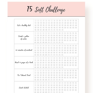 Printable 75 Soft Challenge Template, Fillable 75 Soft Challenge ...