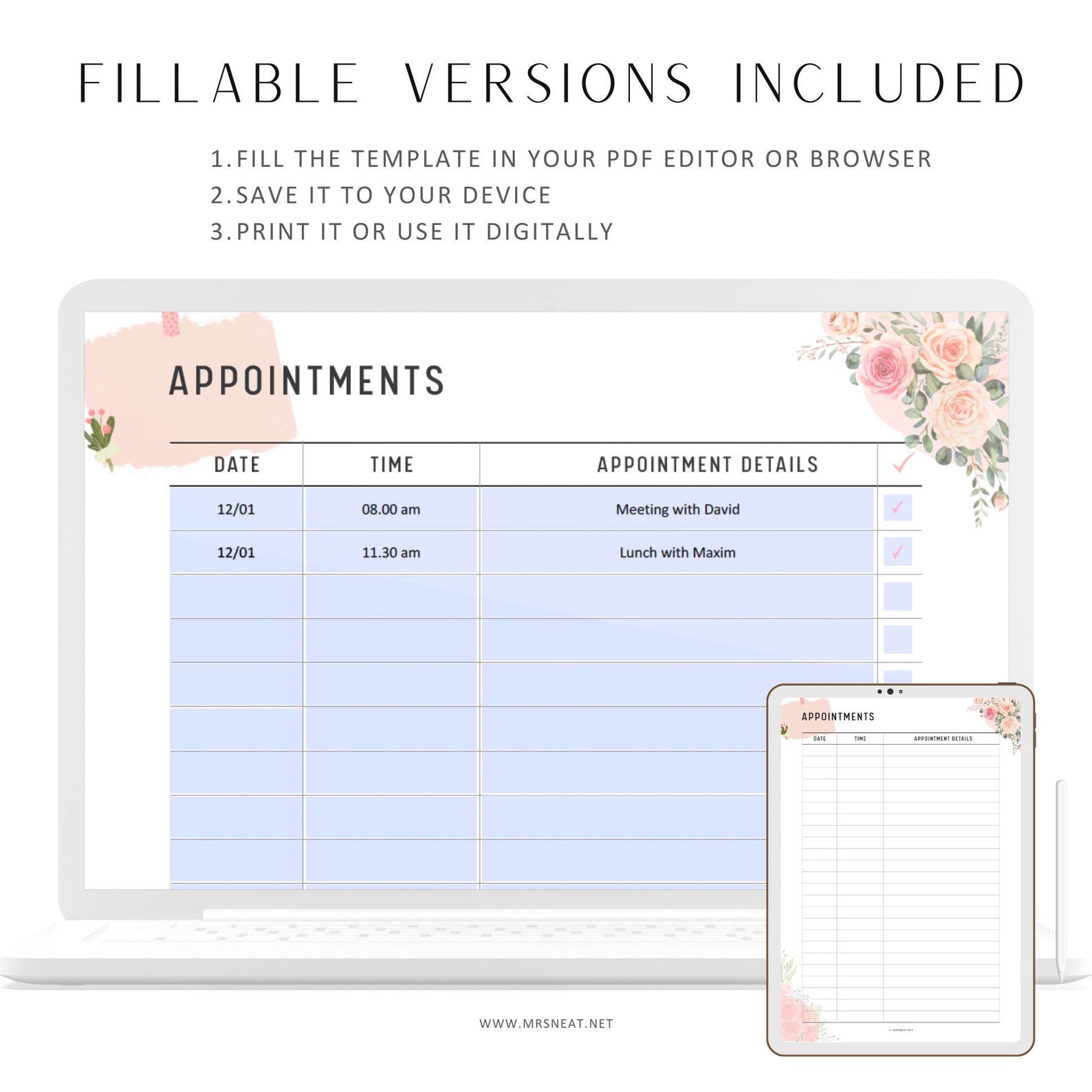 Fillable Appointment Tracker Printable, Appointment Tracker Template ...