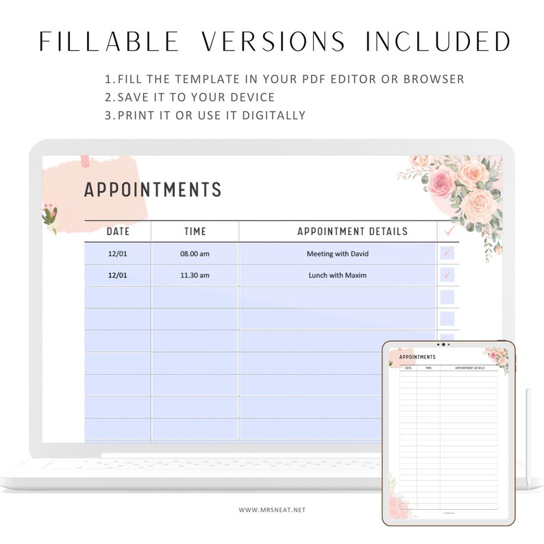Fillable Appointment Tracker Printable, Appointment Tracker Template ...
