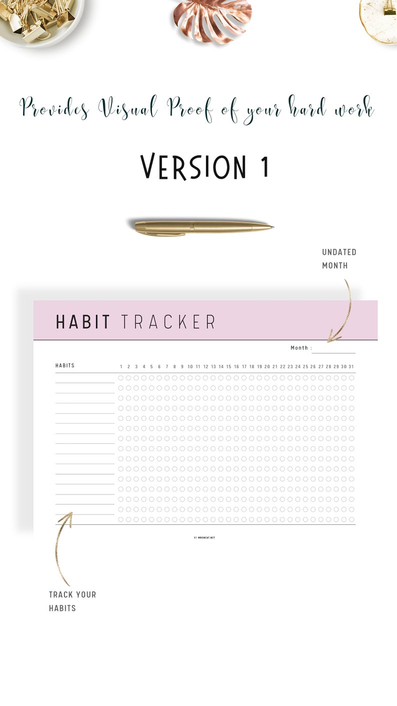 Monthly Habit Tracker PRINTABLE Landscape, Habit Tracker Template ...