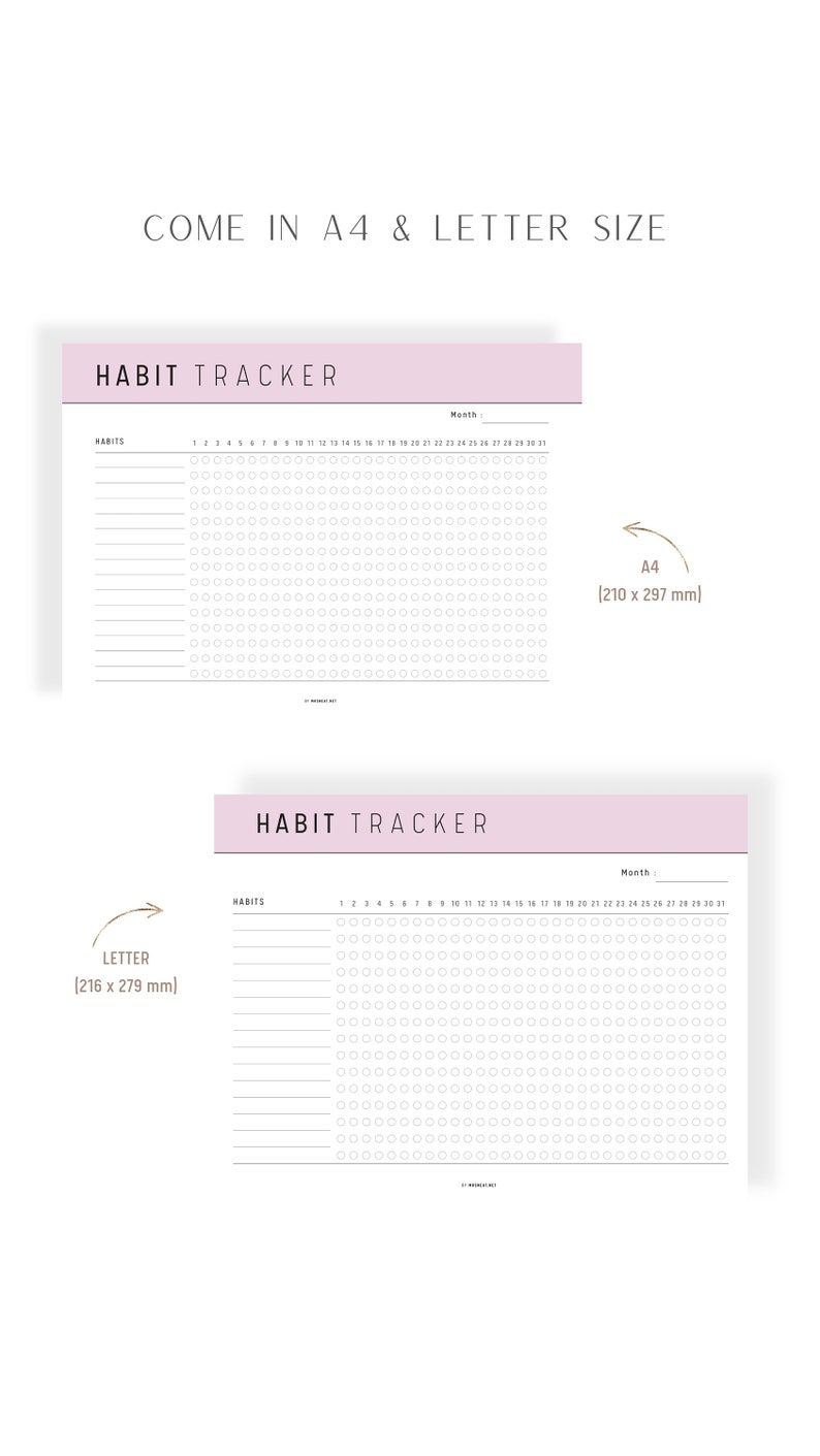 Monthly Habit Tracker PRINTABLE Landscape, Habit Tracker Template ...