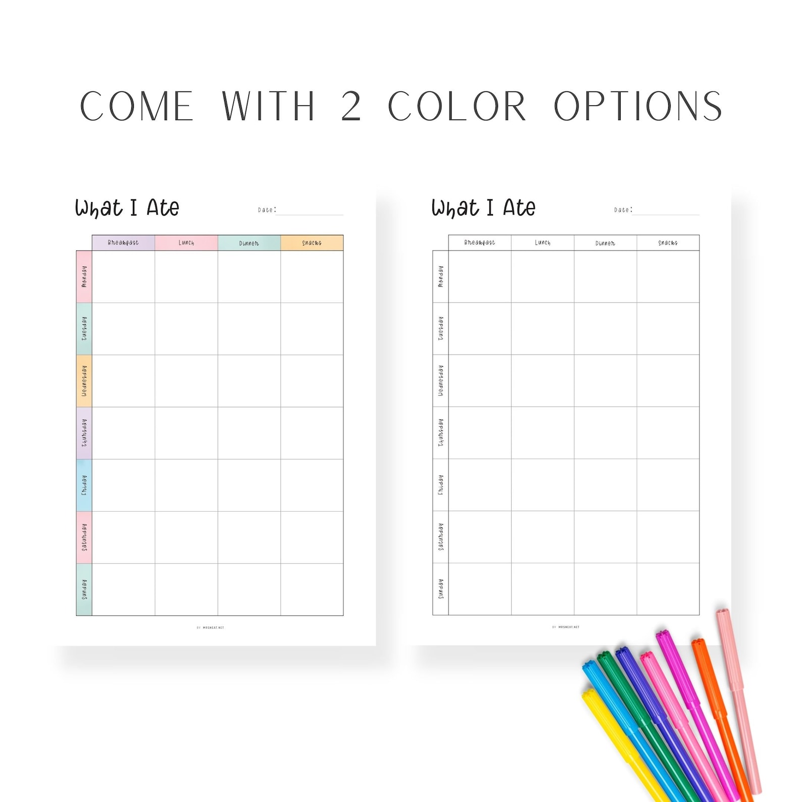 Fillable Food Journal Template Printable, What I Ate Planner, Weekly ...