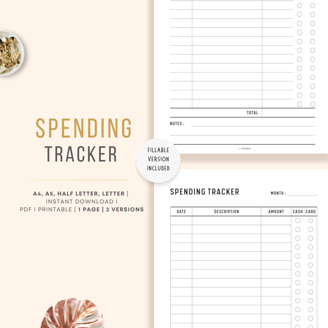 Spending Tracker Printable, Fillable Expense Tracker, Purchase Log ...