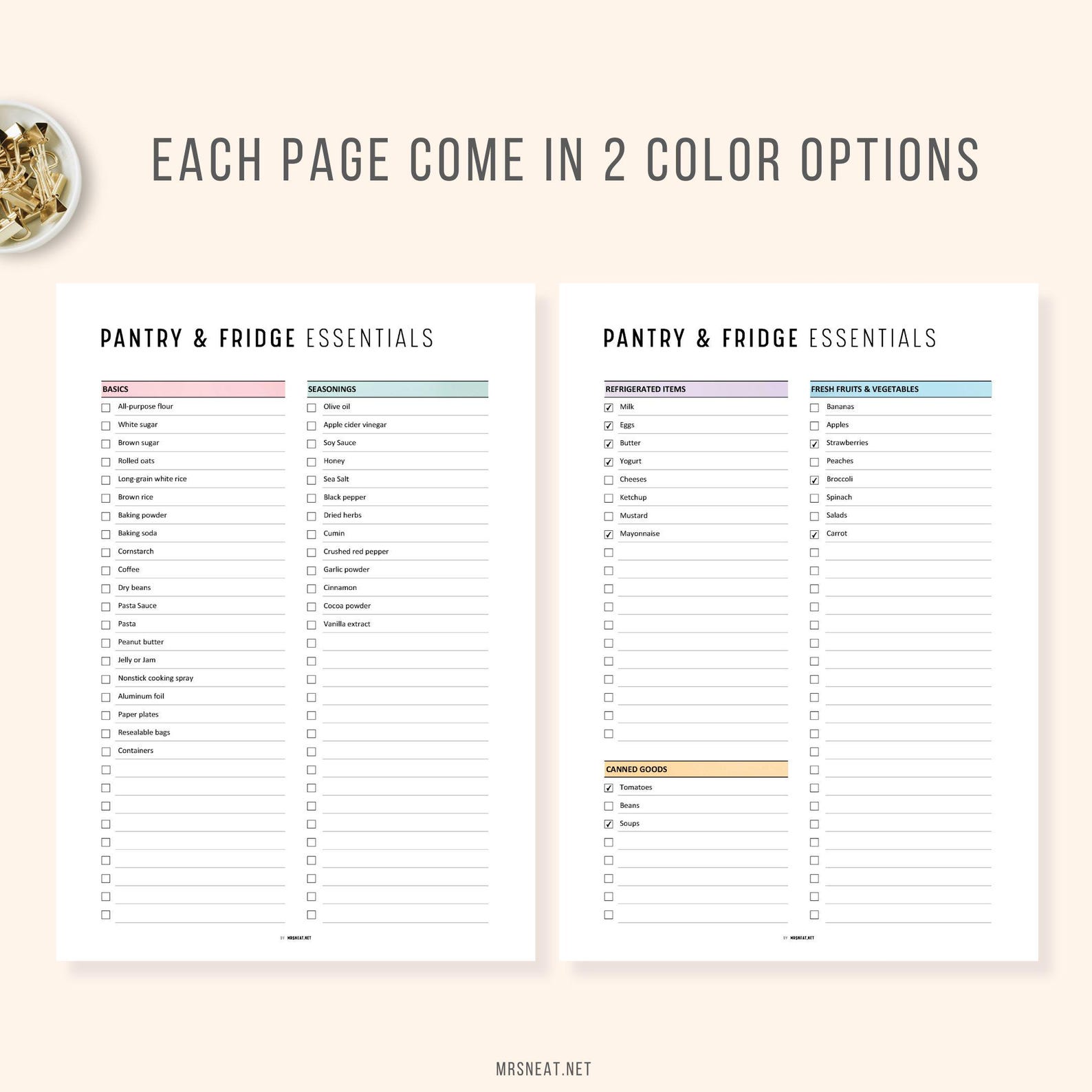 Pantry and Fridge Checklist PRINTABLE: A4 Inventory List (FILLABLE PDF ...