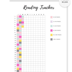 PRINTABLE Reading Tracker One Year Template, Reading Journal, Book ...