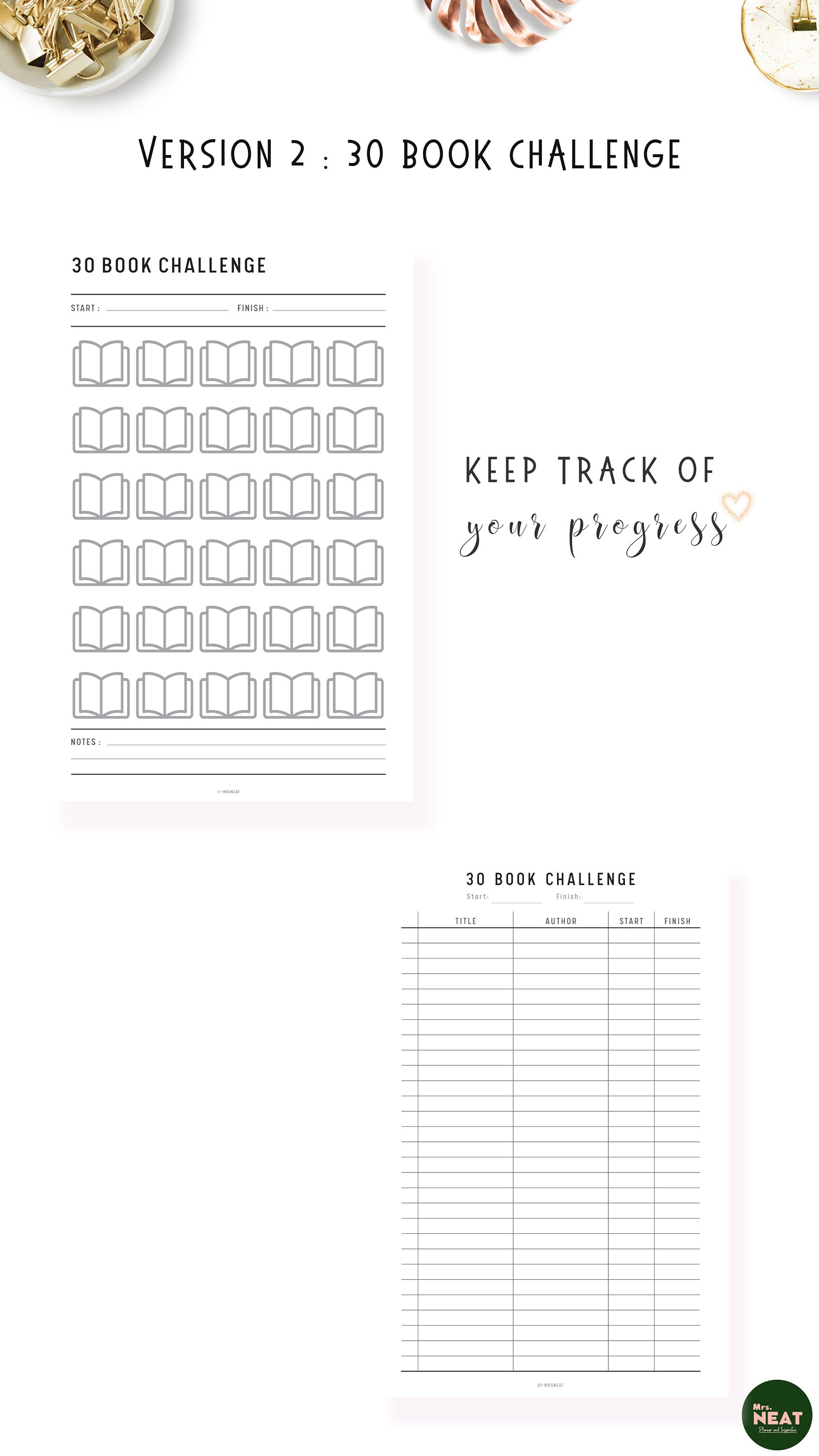 Book Challenge Printable, 100, 50, 30 Book Challenge, 25 Book Challenge ...