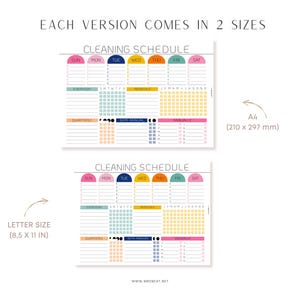 FILLABLE Cleaning Schedule Printable: Chore Chart Planner (a4/letter ...