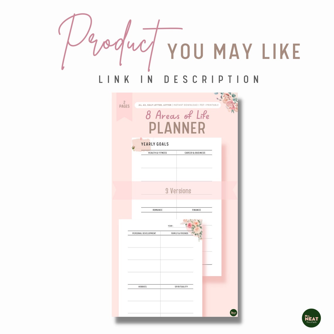 Yearly Personal Goals Planner, New Year Goals, New Year Resolution ...