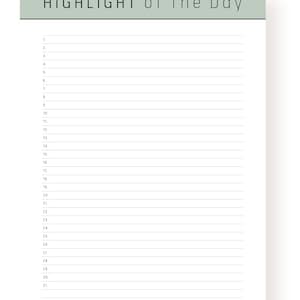 Printable Highlight of the Day Template, Day Highlight Page, Memory ...