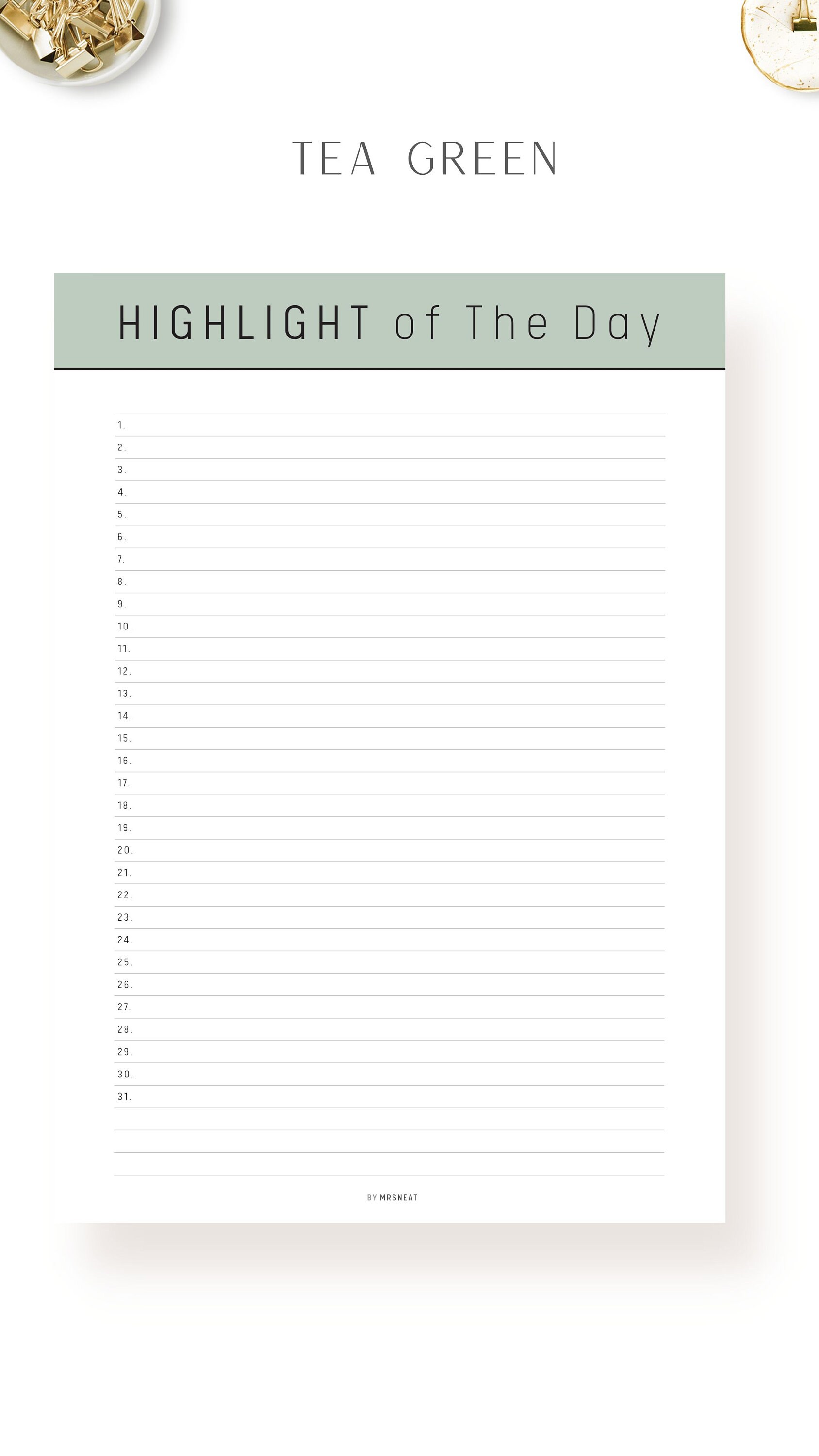 Printable Highlight of the Day Template Day Highlight Page - Etsy