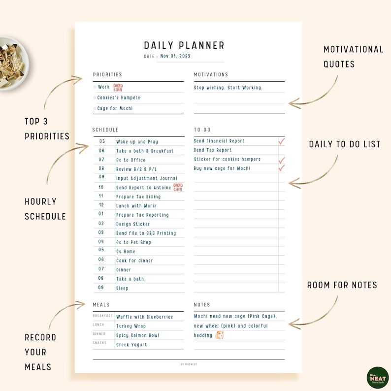 FILLABLE Minimalist Planner Bundle: Daily, Weekly, Monthly (printable ...