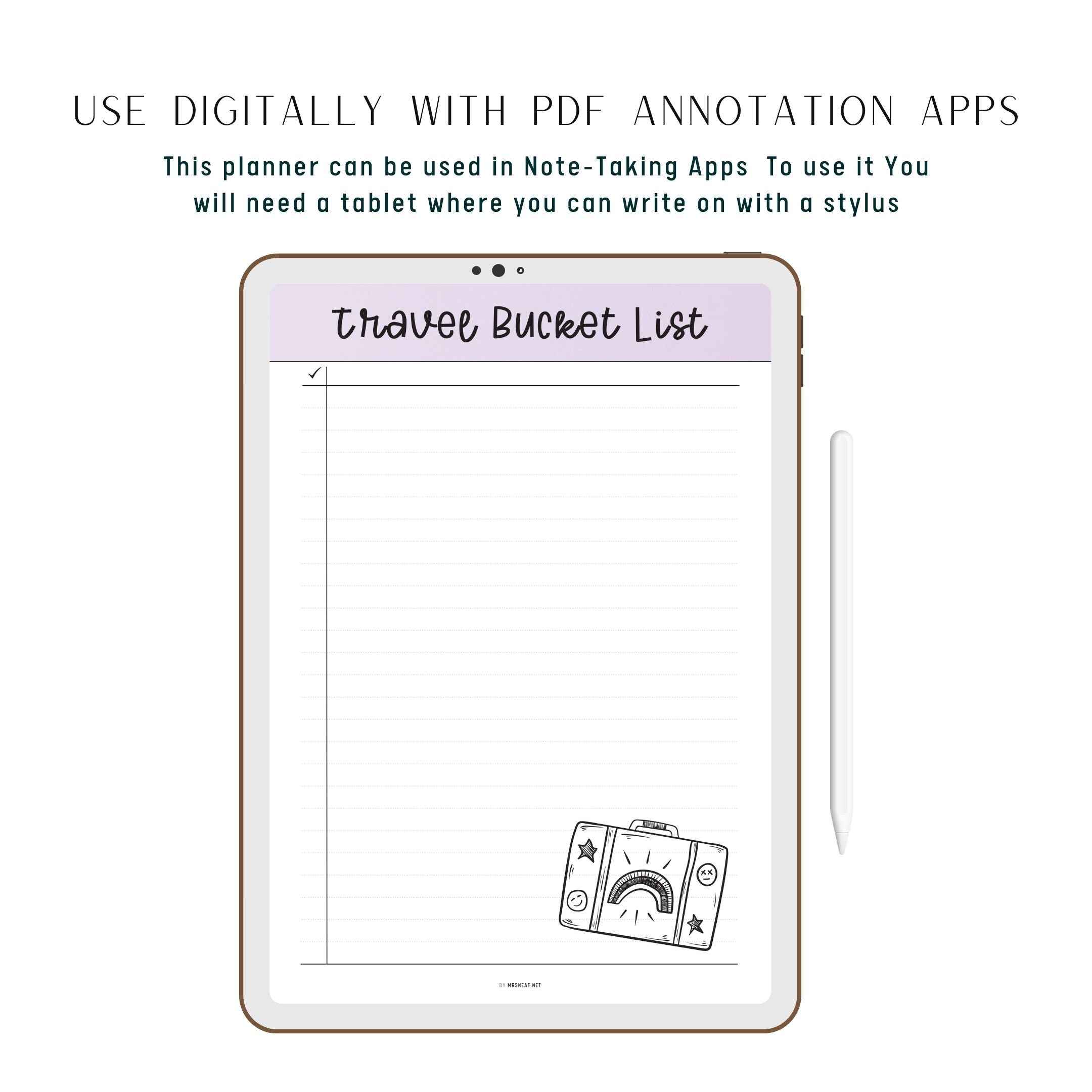 Printable Travel Bucket List Template, Fillable Bucket List Journal ...