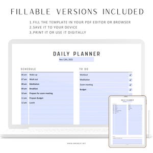 Minimalist Daily Planner Printable, Fillable Daily to Do List, Daily ...