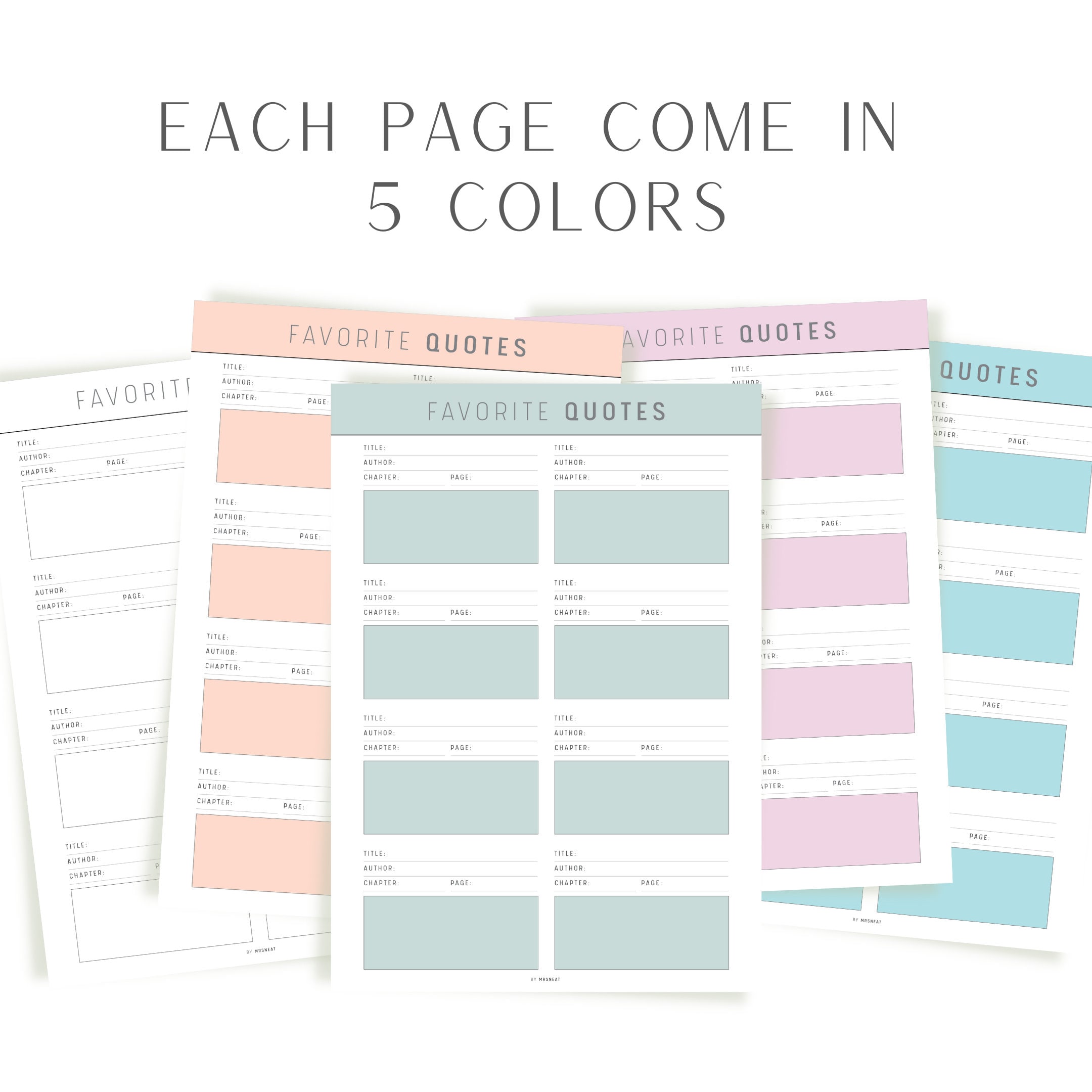 Fillable Favorite Books Template, Favorite Quotes Template Printable ...