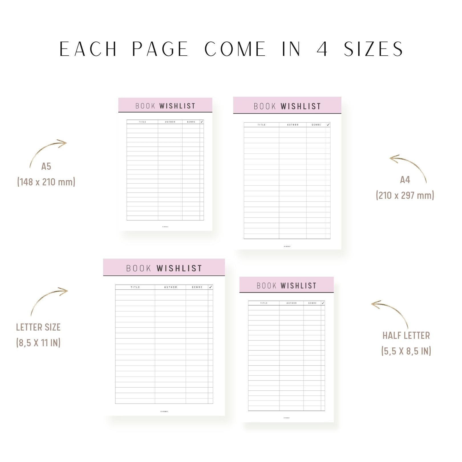 FILLABLE Book Wish List PRINTABLE: Reading Template, 5 Colors (A4, A5 ...