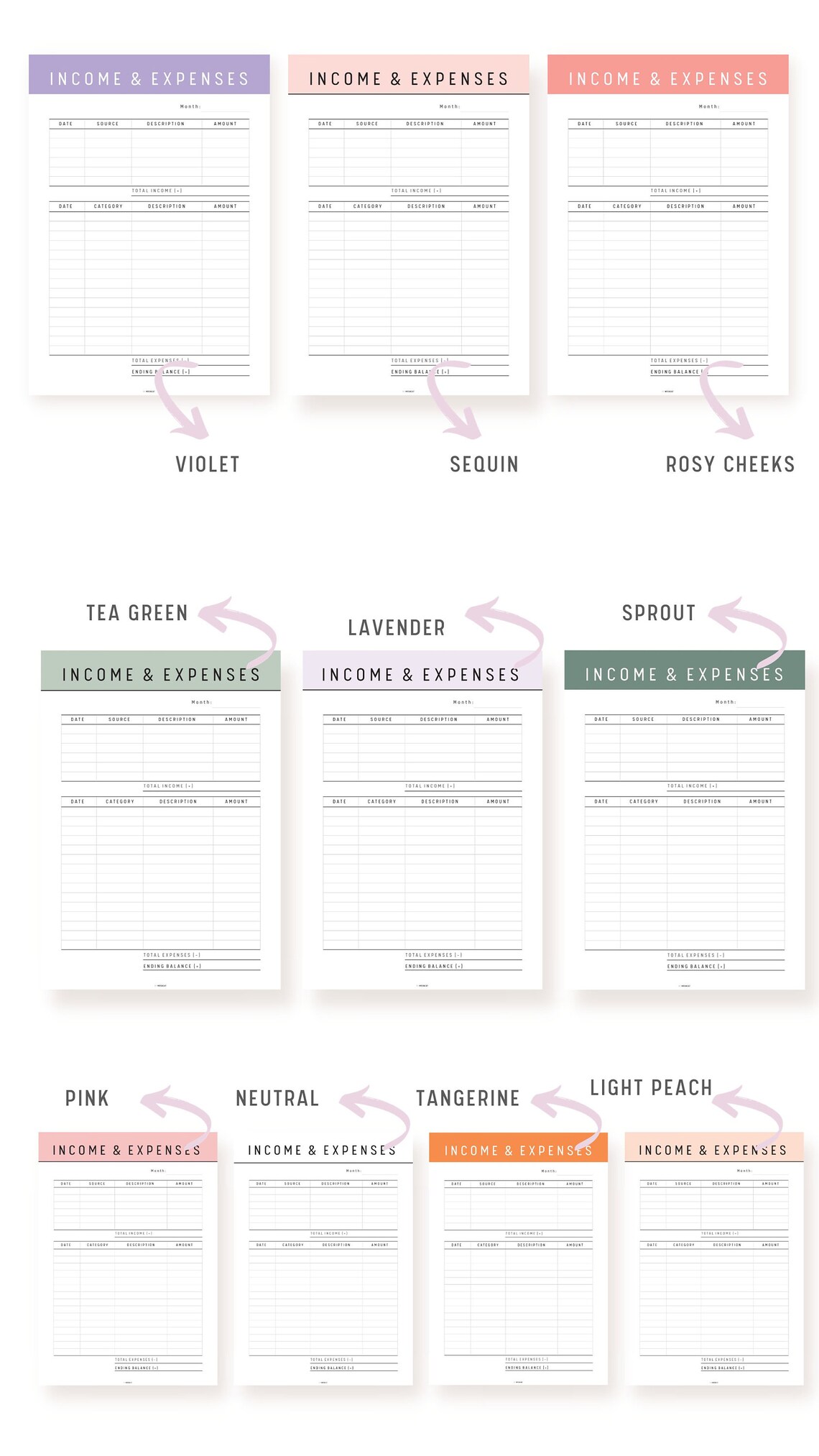 Income and Expense Tracker Template Printable, Income and Expenses in ...