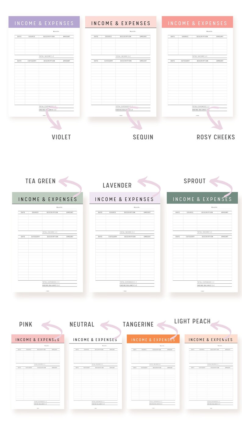 Income and Expense Tracker Template Printable, Income and Expenses in ...