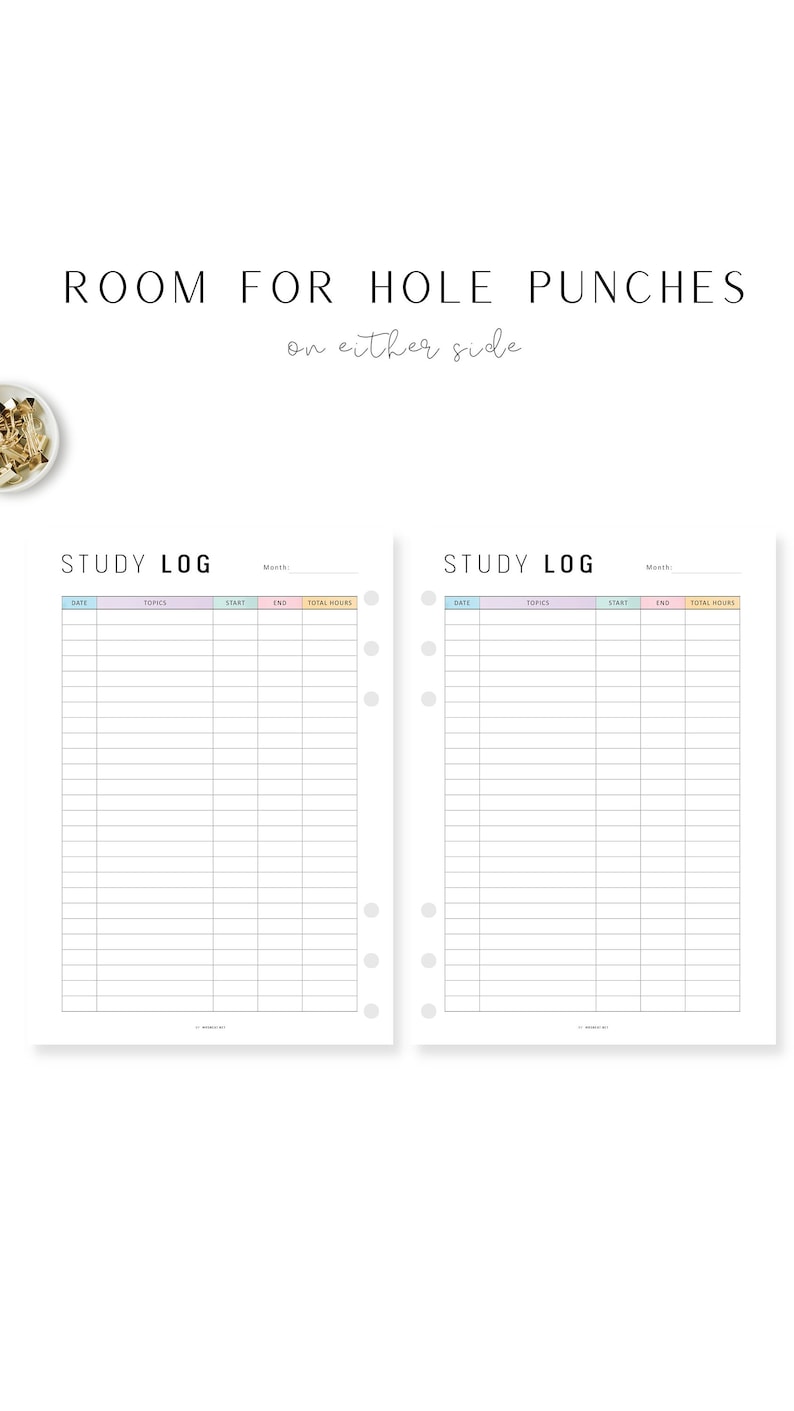 Study Log Printable, Monthly Study Tracker, Fillable Study Planner ...