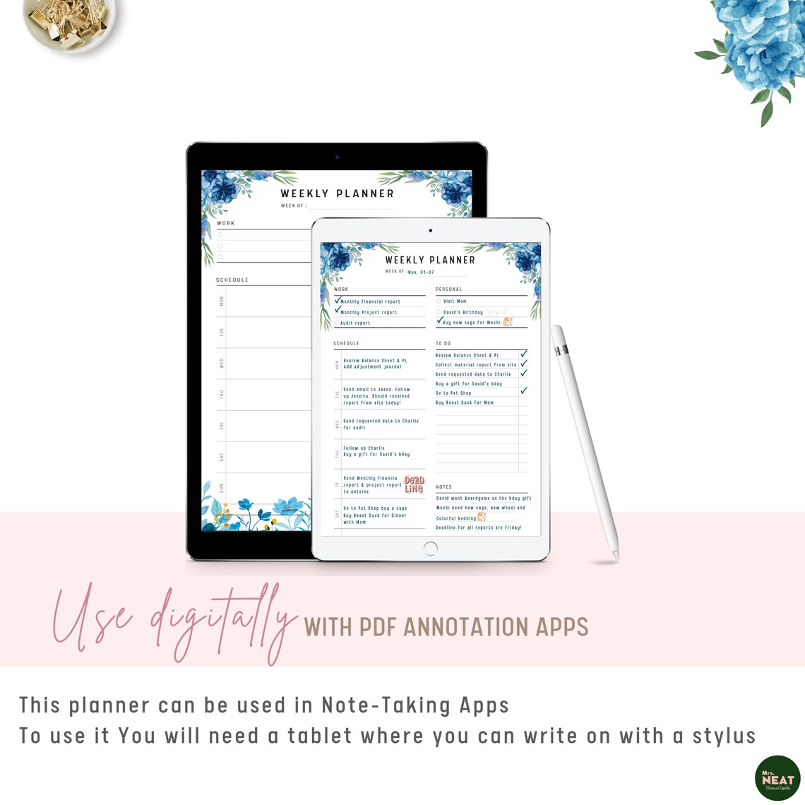 Weekly Planner Printable Weekly Schedule Template Blue - Etsy