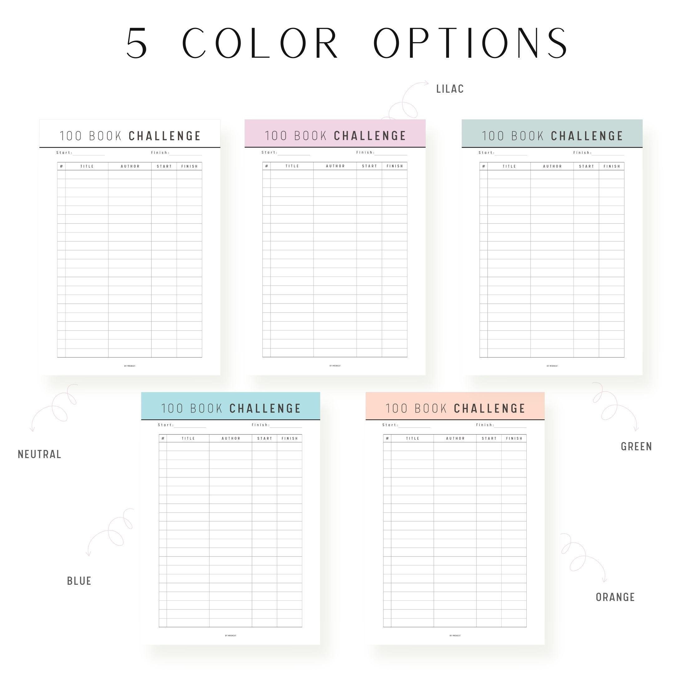 100 Book Challenge Printable, Reading Challenge, Reading Tracker ...