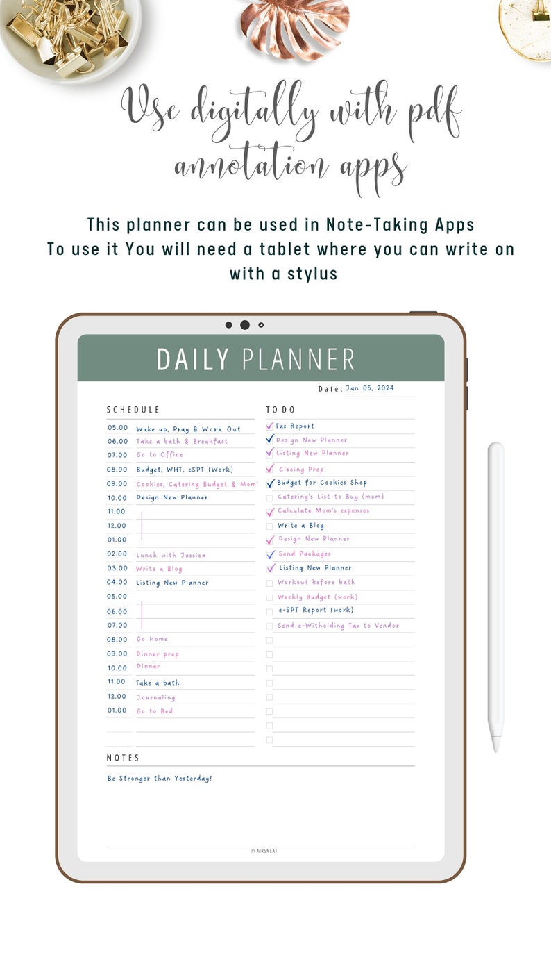 Minimalist Daily Planner Printable Colorful Daily Template - Etsy