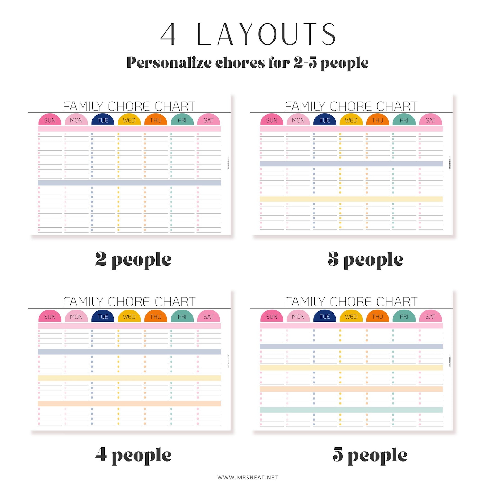 Weekly Family Chore Chart Editable and PRINTABLE, Family Chore List ...
