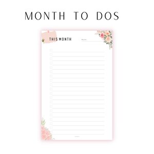 Floral to Do List Planner Printable Bundle, A4, A5, Letter, Half Letter ...