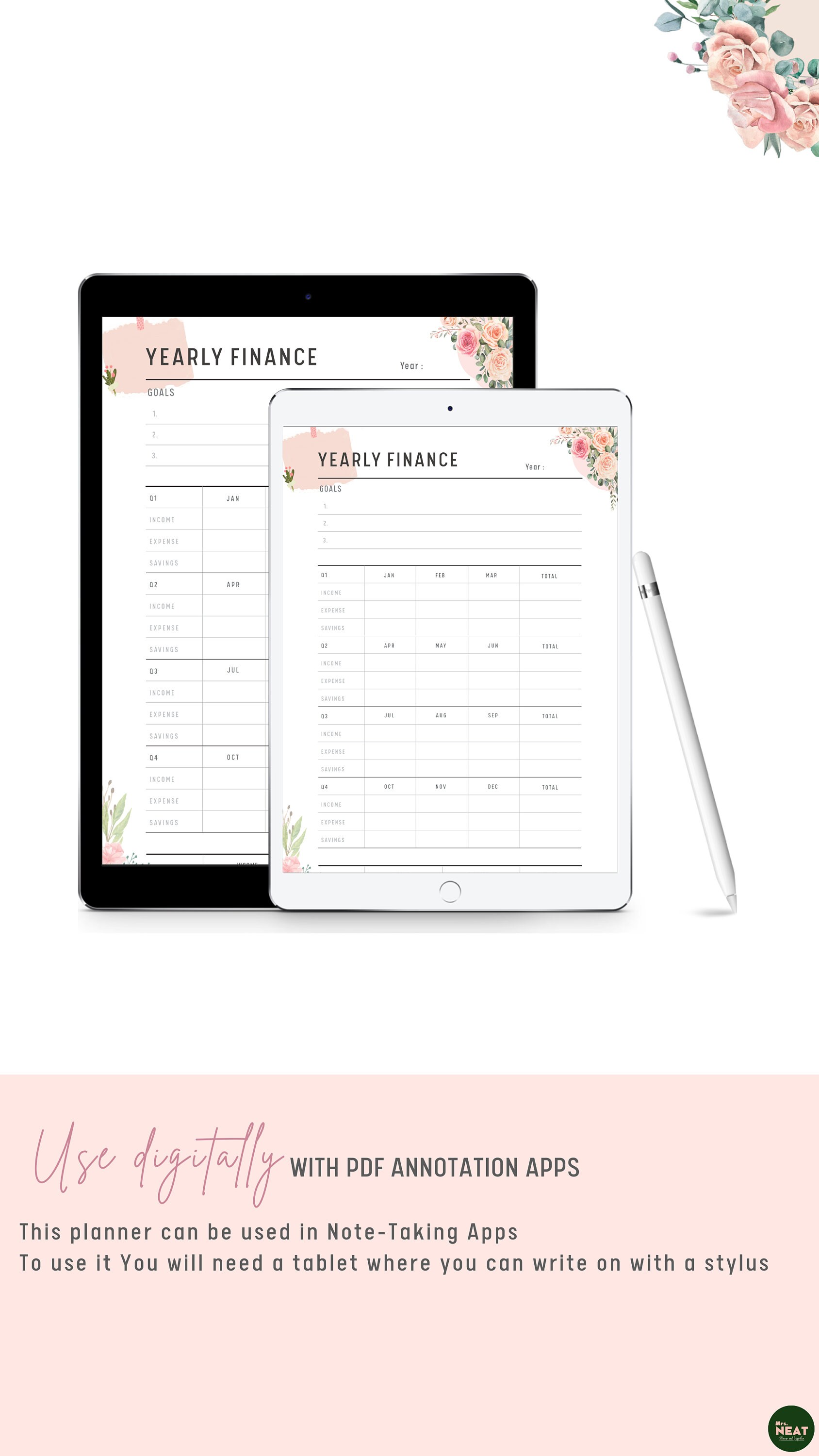Yearly Financial Planner Printable, Yearly Financial Goals, Quarterly ...