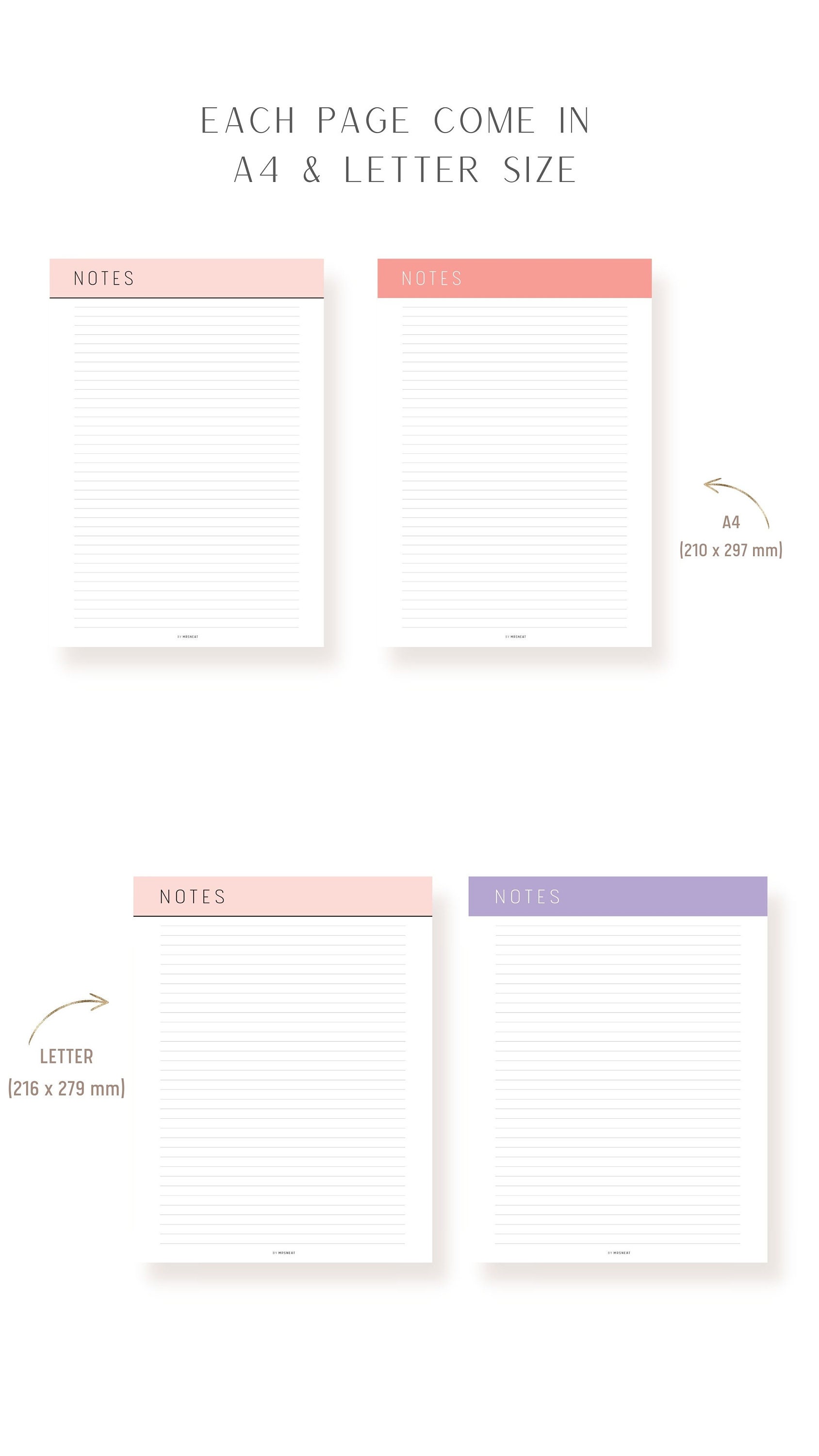 Printable Notes Page Template Notes Printable PDF A4 - Etsy