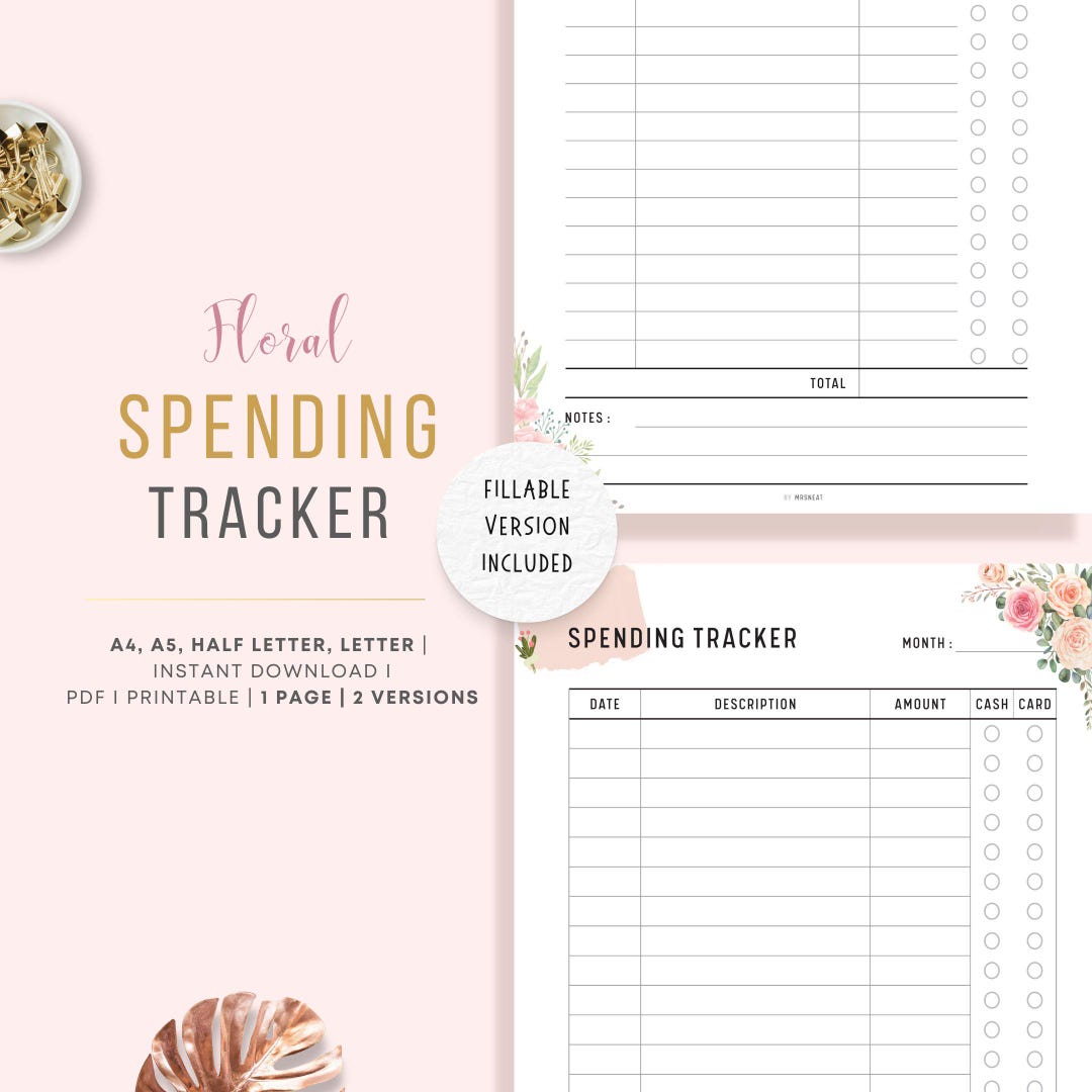 Fillable Spending Tracker Printable, Expense Tracker, Budget Tracker ...