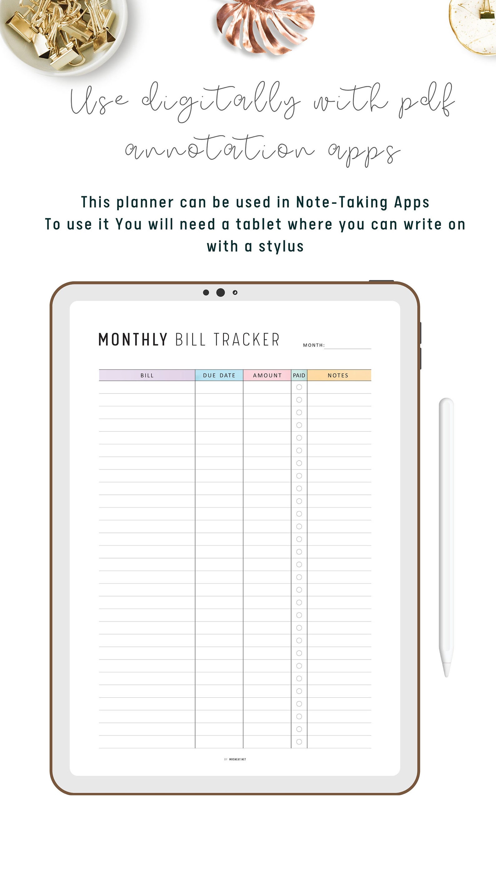 FILLABLE Monthly Bill Tracker PRINTABLE: Payment Checklist, PDF (A4, A5 ...