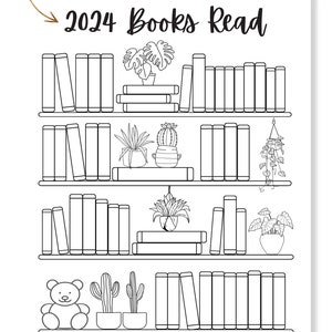 Bookshelf Reading Tracker Printable, 2024 Books Read, 50 Books Read ...