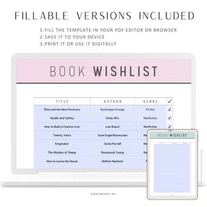 FILLABLE Book Wish List PRINTABLE: Reading Template, 5 Colors (A4, A5 ...