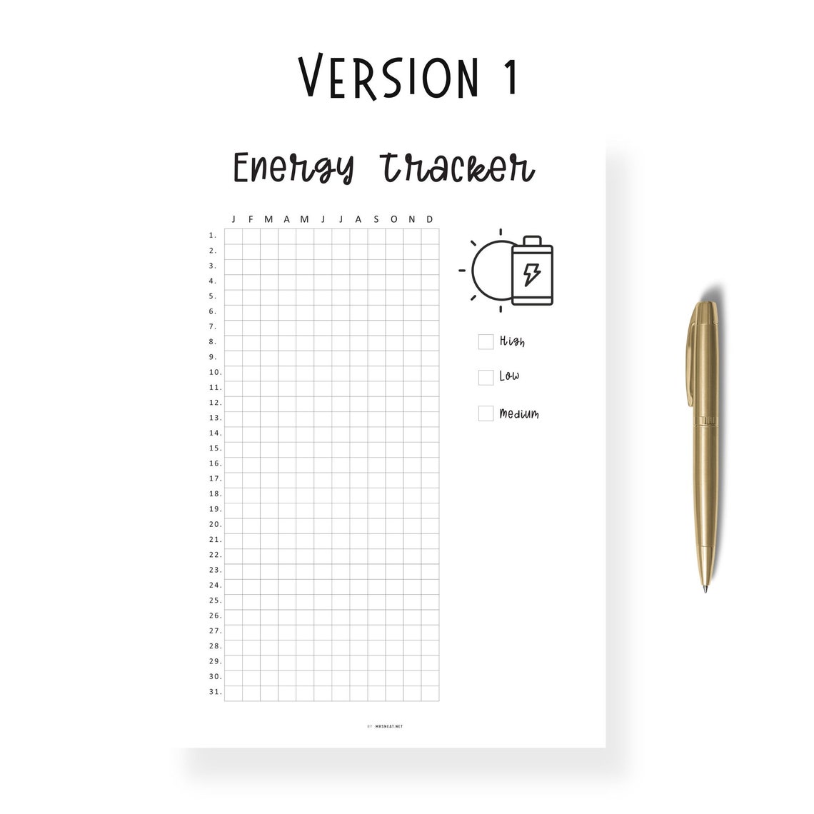 Yearly Energy Tracker Template Printable, Mood Tracker, Health Journal ...