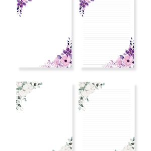 Printable Writing Paper, Floral Stationery Template, Fillable Paper Stationery, Writing Set, A4 ...