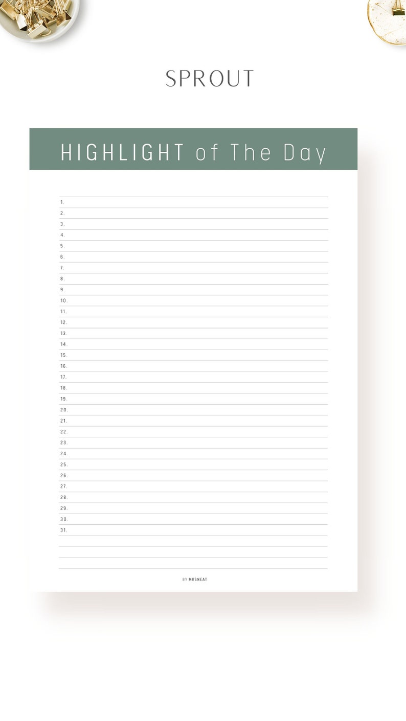 Printable Highlight of the Day Template Day Highlight Page - Etsy