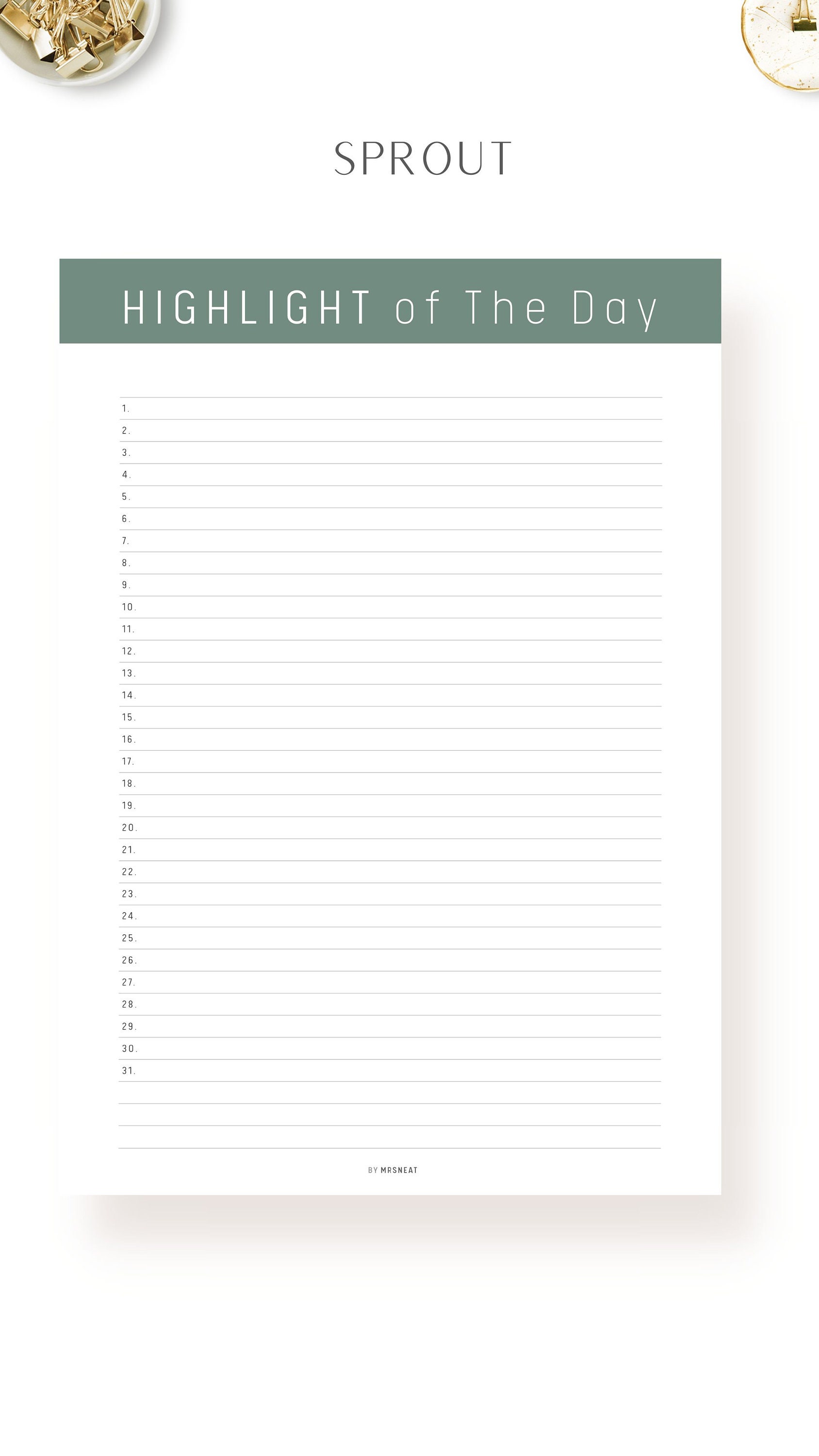 Printable Highlight of the Day Template Day Highlight Page - Etsy