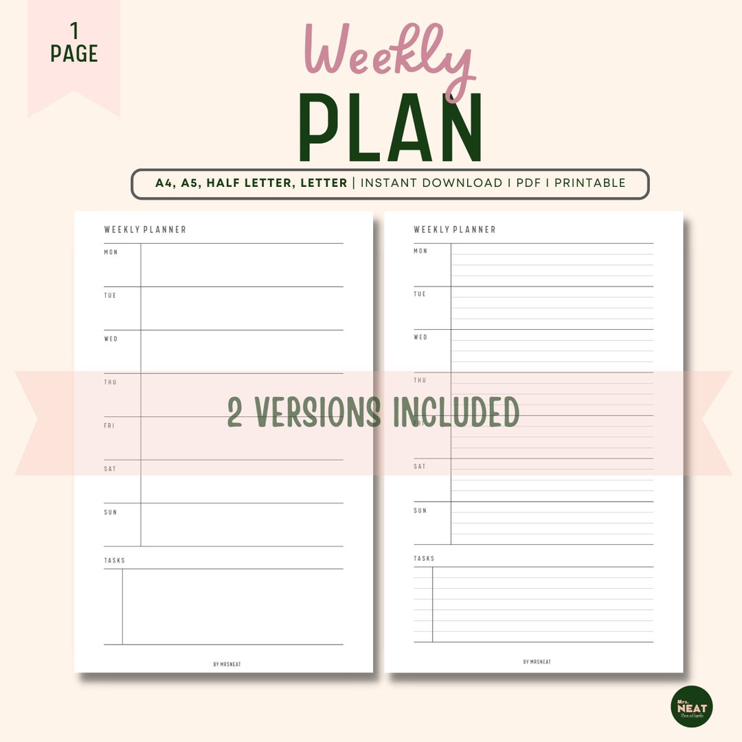Fillable Weekly Planner Printable, Weekly to Do List, Minimal Weekly ...