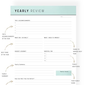 Yearly Review Template Printable, Yearly Overview Template, Yearly ...