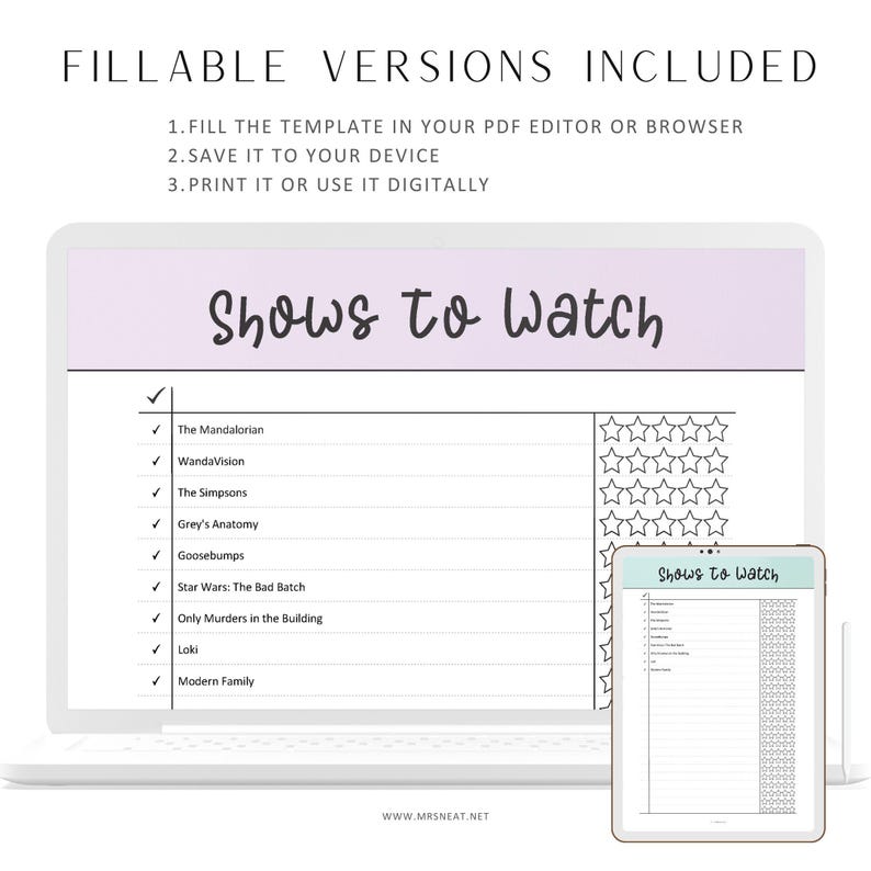 Fillable Shows to Watch Printable, TV Show to Watch List, Shows Tracker ...