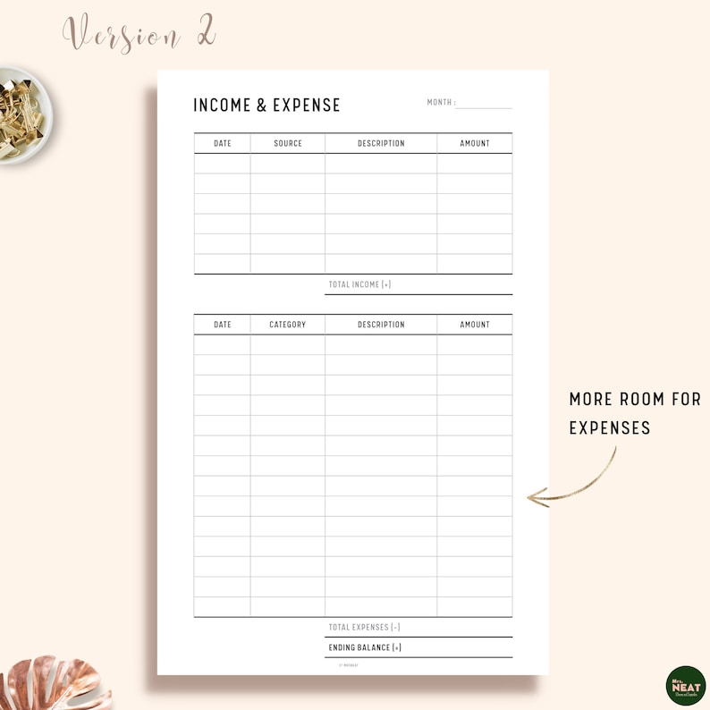 Income and Expense Tracker Printable, Income Template, Expense Page ...