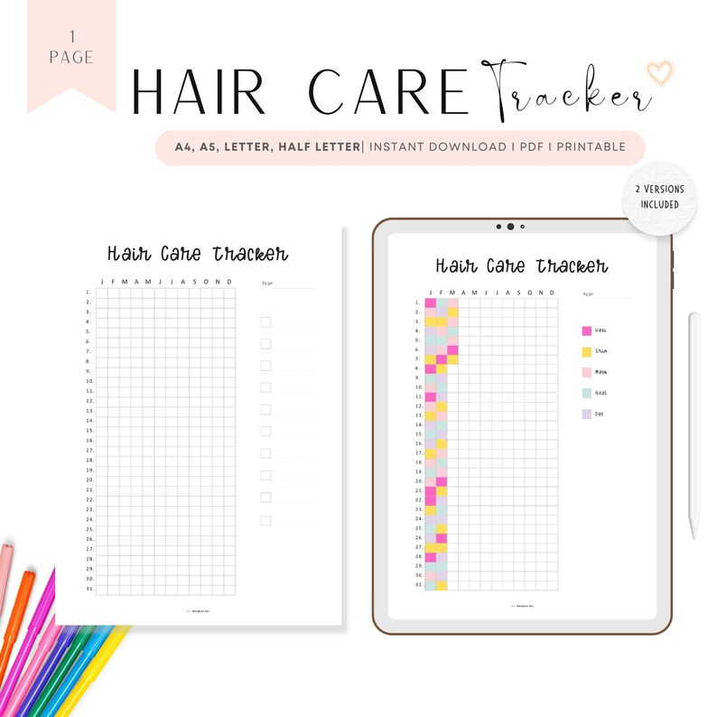 Hair Care Tracker PRINTABLE, Hair Care Journal, Haircare Routine ...