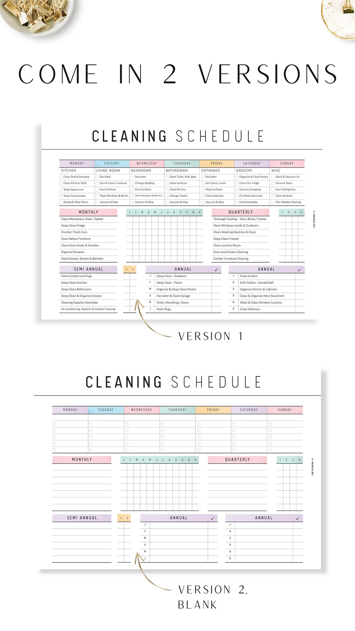 Colorful Cleaning Schedule Template, Cleaning Checklist Printable, A4 ...